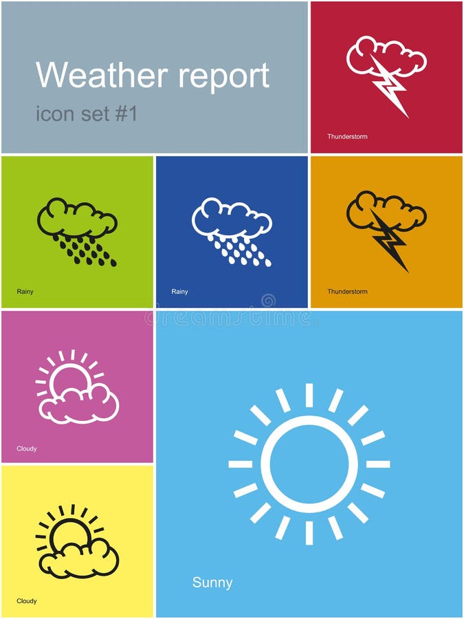 Weather report icons stock vector. Illustration of storm - 64600593