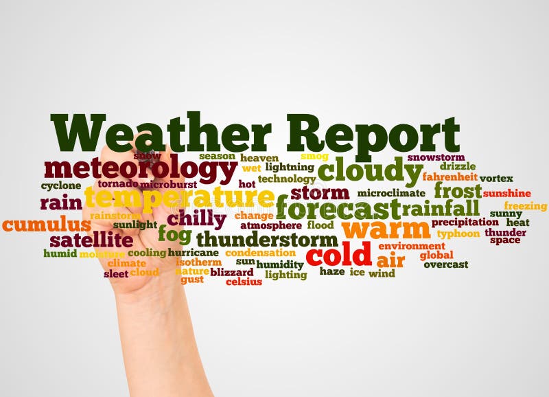 Weather Forecast Word Cloud and Hand with Marker Concept Stock ...