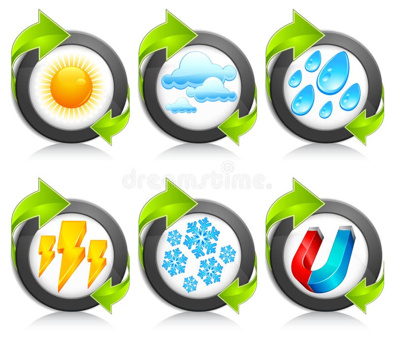 Weather Round Icons & Arrow Stock Vector - Illustration of sign ...