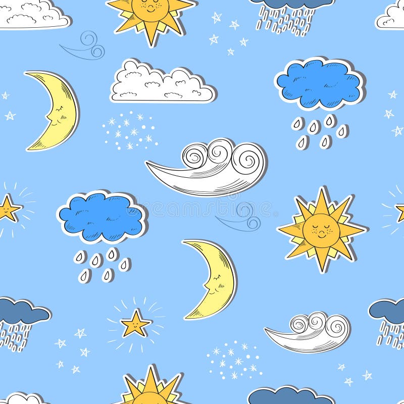 Cute Cartoon Weather Characters Posing Stock Vector - Illustration of ...