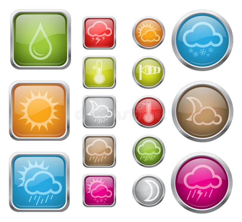 Weather sign icons set stock vector. Illustration of glossy - 26324904
