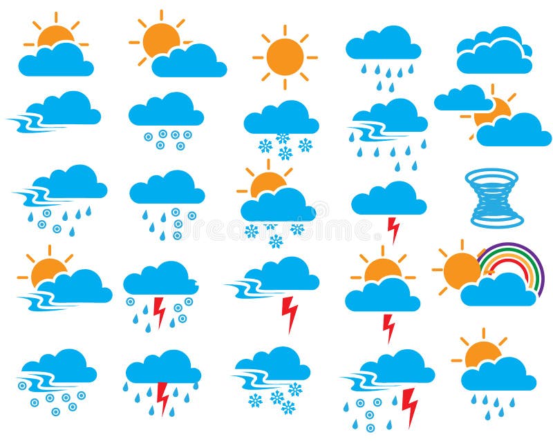 Weather Sign Symbol Set Color Vector Stock Vector - Illustration of ...