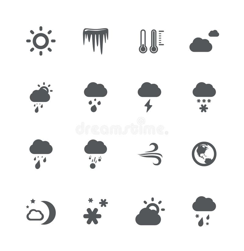 Weather simple icons stock vector. Illustration of snowing - 24395398
