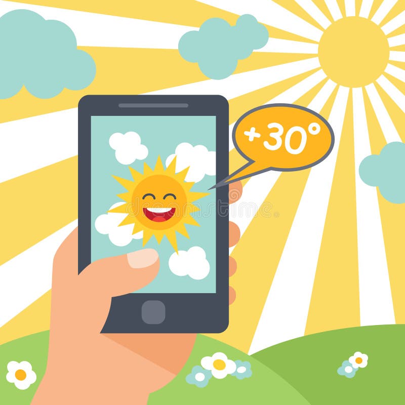Weather smart phone sun stock vector. Illustration of reality - 40838320