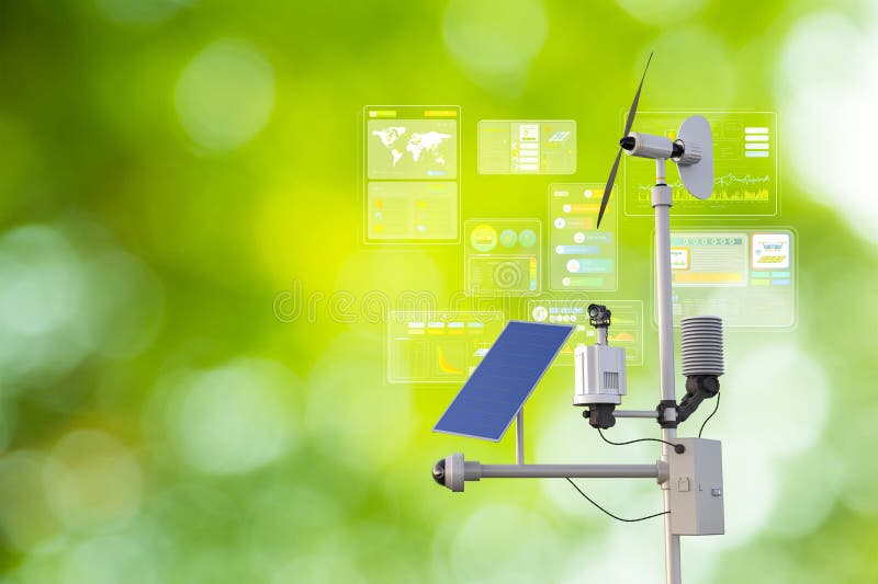 Weather Station with Digital Graphic Interface Stock Illustration ...