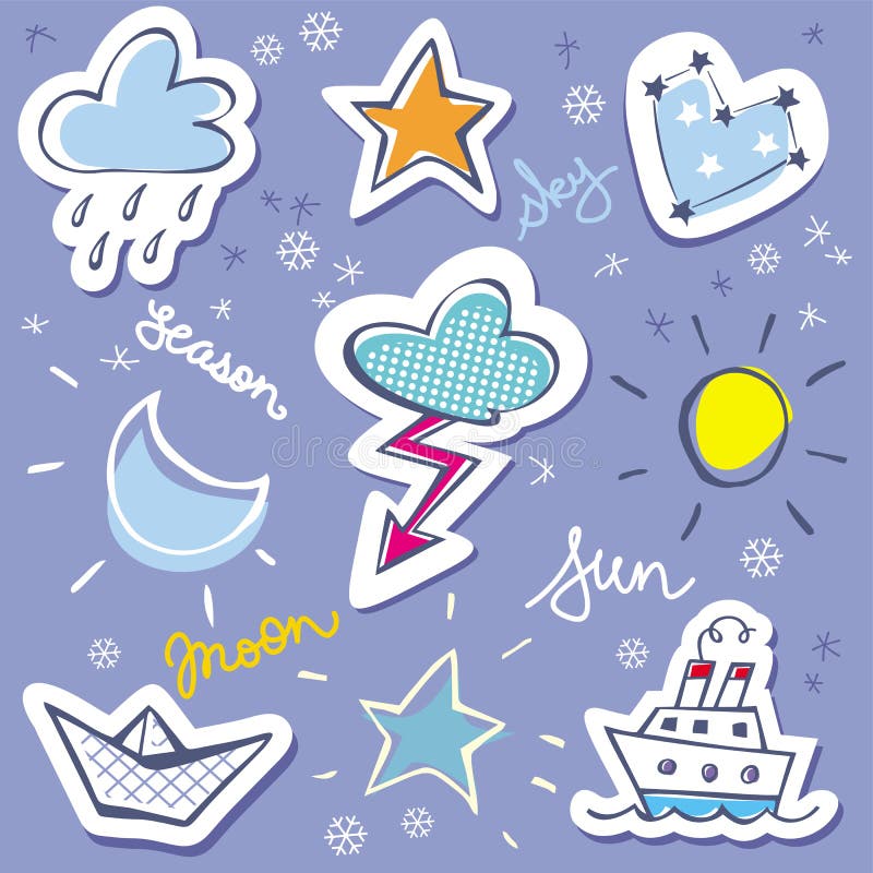 Weather stickers emoji stock vector. Illustration of storm - 251929691