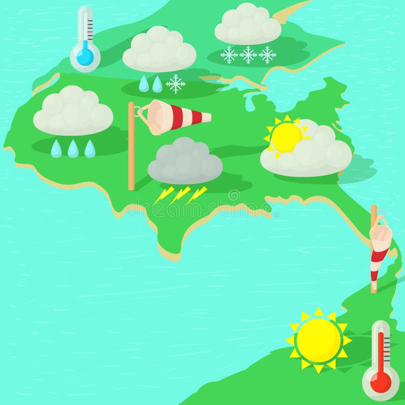 Weather Symbols Concept Map, Cartoon Style Stock Vector - Illustration ...