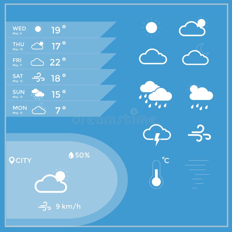 Weather template stock vector. Illustration of icons - 282230348