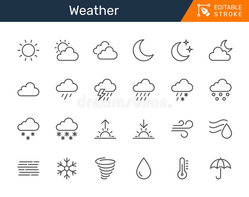 Weather Thin Line Icons. Editable Stroke. Pixel Perfect Stock ...