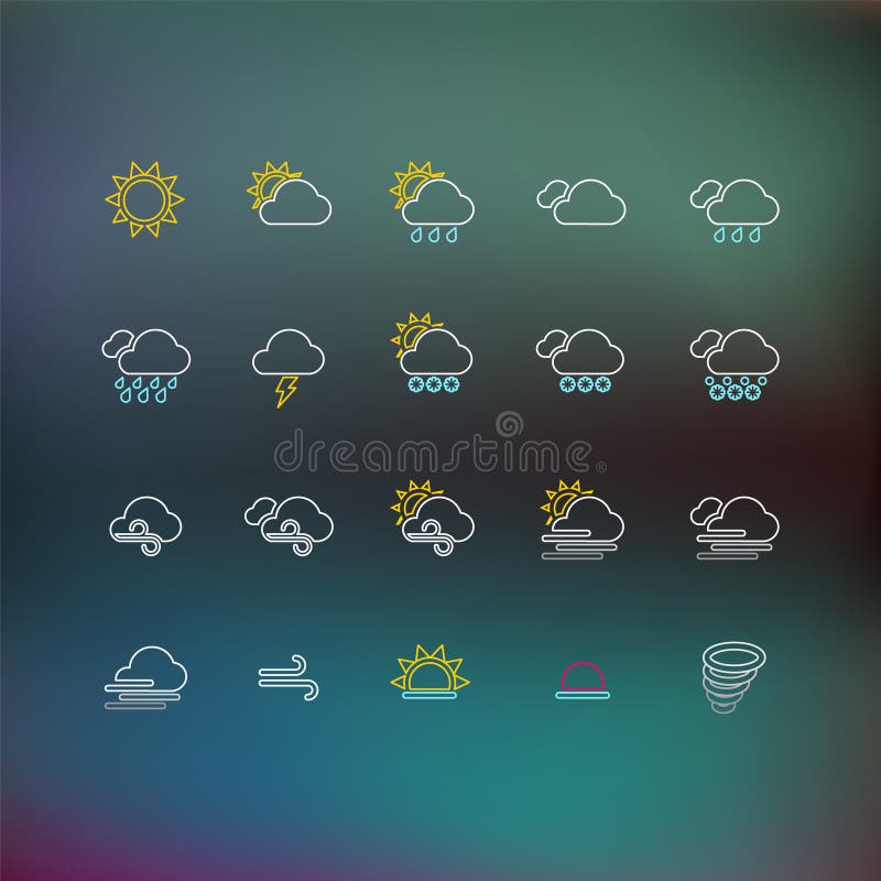 Weather Thin Line Icons stock vector. Illustration of bolt - 57699393