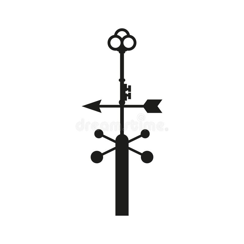 The Weather Vane Icon in the Form of a Key. Simple Vector Illustration ...