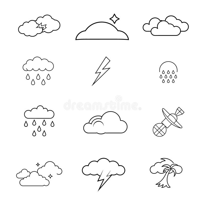 Weather Vector Line Icons Set Stock Vector - Illustration of drawing ...