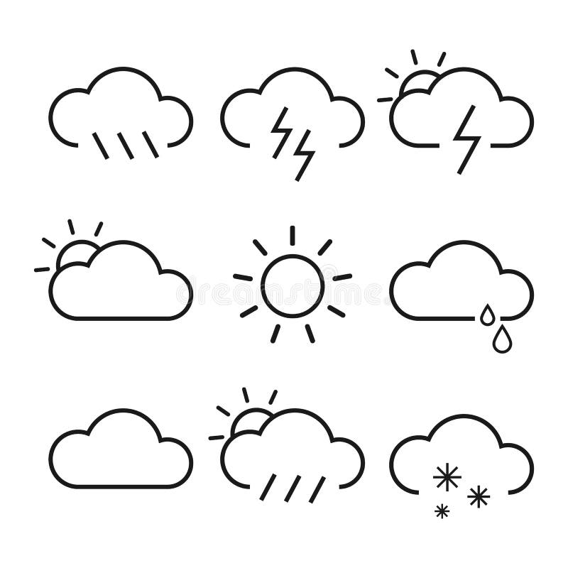 Weather Vector Outline Icons Simple Illustration Stock Illustration ...