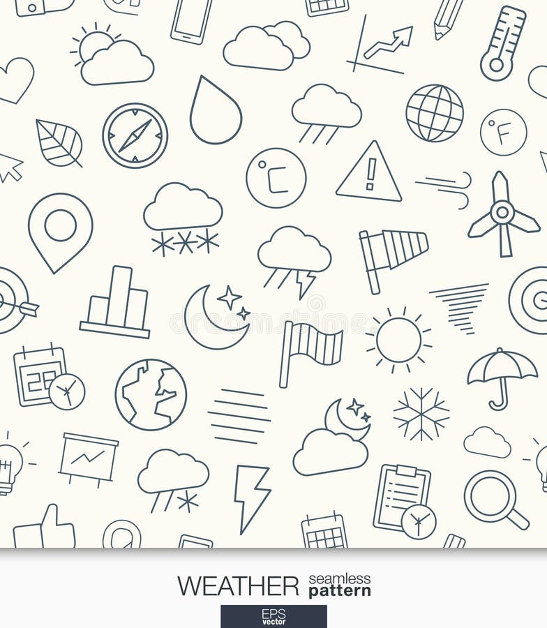 Weather Wallpaper. Black and White Meteorology Seamless Pattern Stock ...
