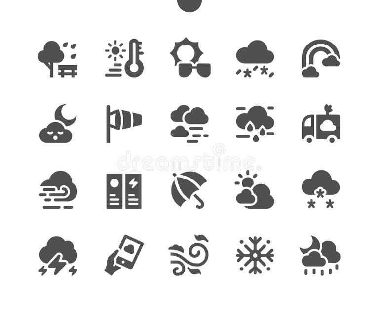 Weather Well-crafted Pixel Perfect Vector Solid Icons Stock Vector ...
