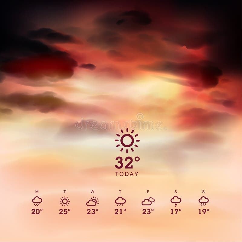 Weather Widget Template And Sky Background Stock Vector - Illustration ...