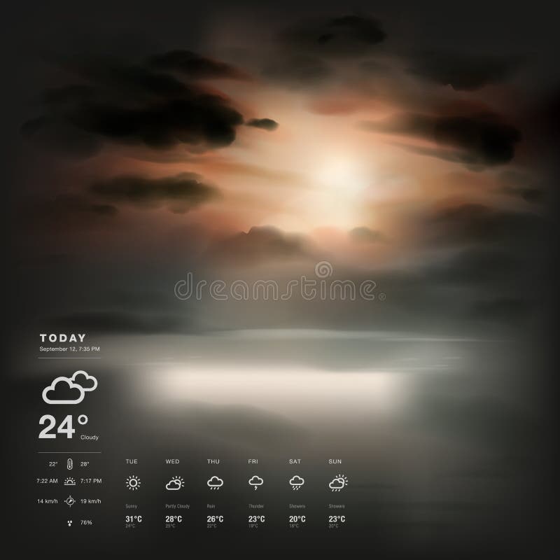 Weather Widget Template and Sky Background Stock Vector - Illustration ...