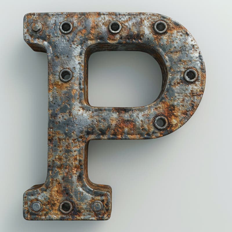 Weathered and Aged Letter P, Covered in Rust and History, Stands Alone ...
