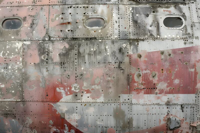 Weathered Aircraft Panel, a Detailed View of Oxidized Metal, Peeling ...