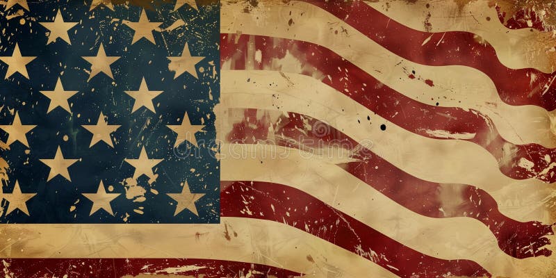 Weathered American Flag Stars and Stripes on Wooden Surface Stock Image ...