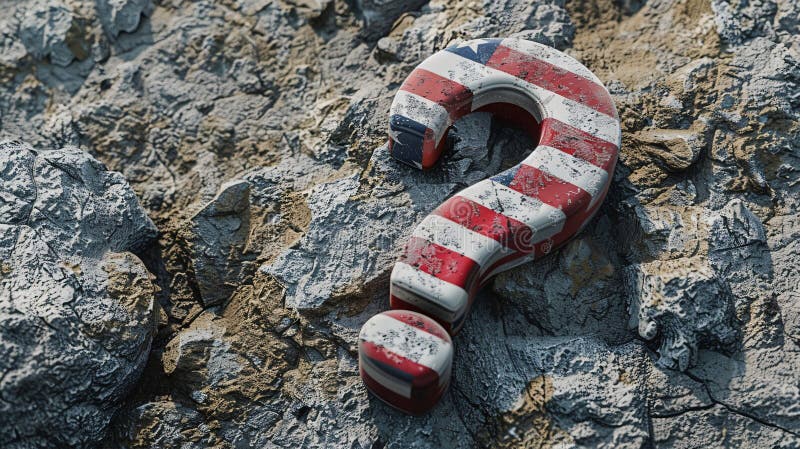 Weathered American Flag Question Mark on Rustic Metal Surface Stock ...