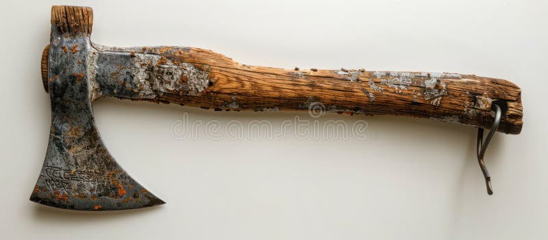 Weathered Axe Hanging on White Wall Stock Photo - Image of ...