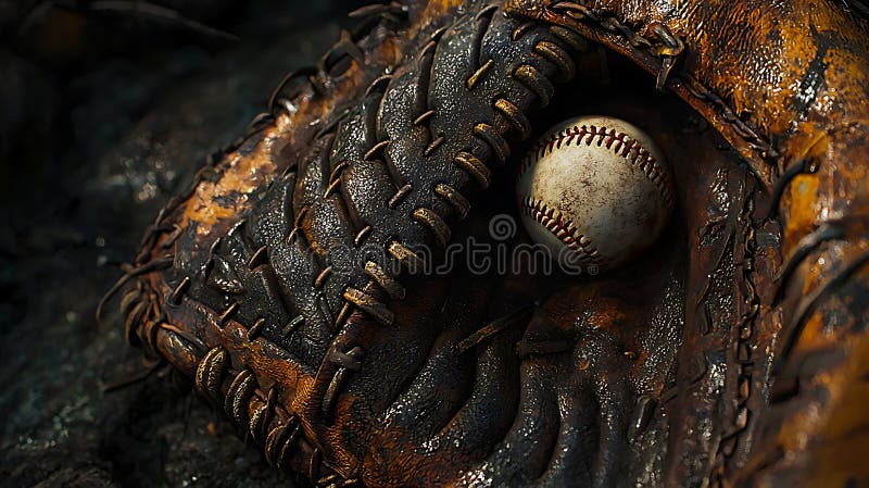 A Weathered Baseball Glove with a Baseball Nestled Inside Showcasing ...