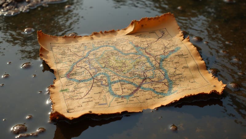 Weathered Battle Map in Muddy Puddle Ink Smudged Stock Illustration ...
