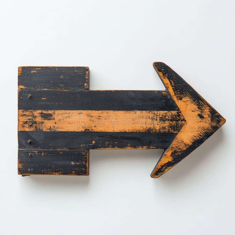 A Weathered Black and Orange Arrow Sign Pointing Right, Indicating ...
