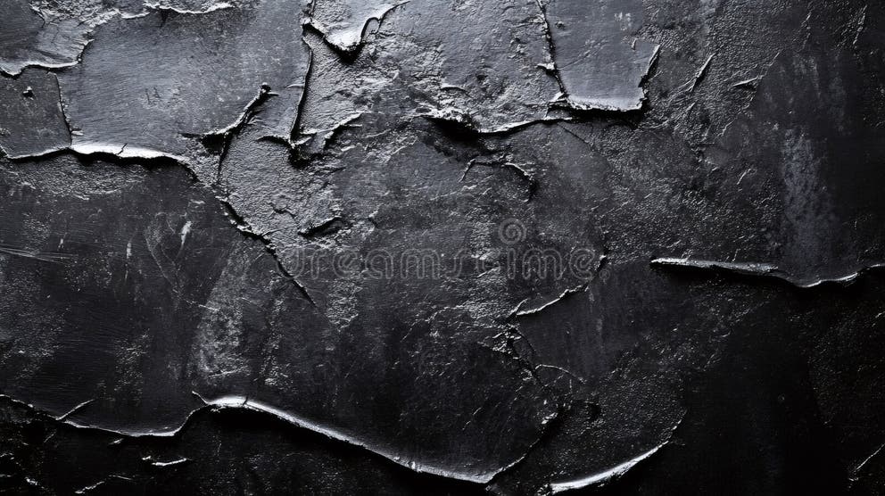 Rough Black Painted Surface Featuring Deep Cracks, Creating an ...