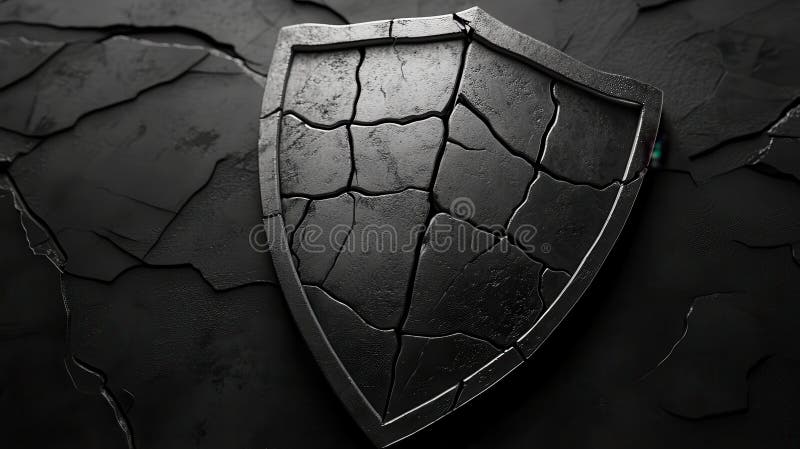 Weathered Black Shield with a Cracked Textured Surface Stock Image ...