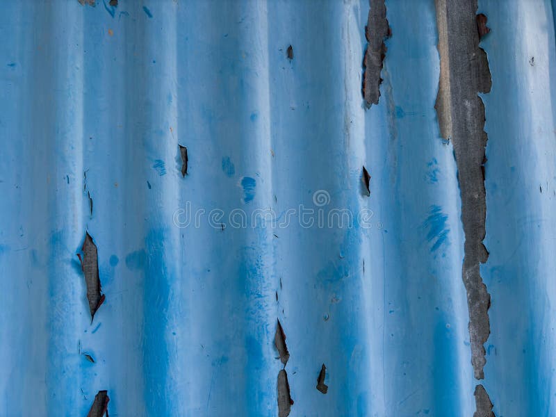 Weathered Blue Corrugated Metal with Peeling Paint Stock Image - Image ...
