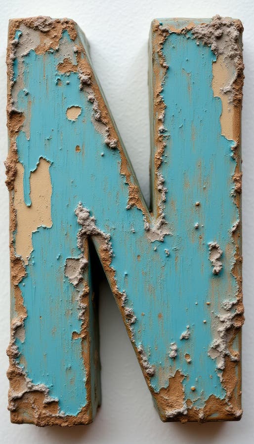 Weathered Blue Letter N with Rustic Texture Stock Photo - Image of blue ...