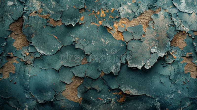 A Weathered Blue Wall Displaying Cracks Up Close Stock Image - Image of ...
