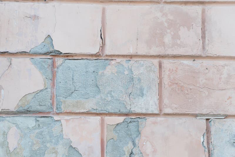 Weathered Brick Wall with Faded Paint and Textured Surface Stock Image ...