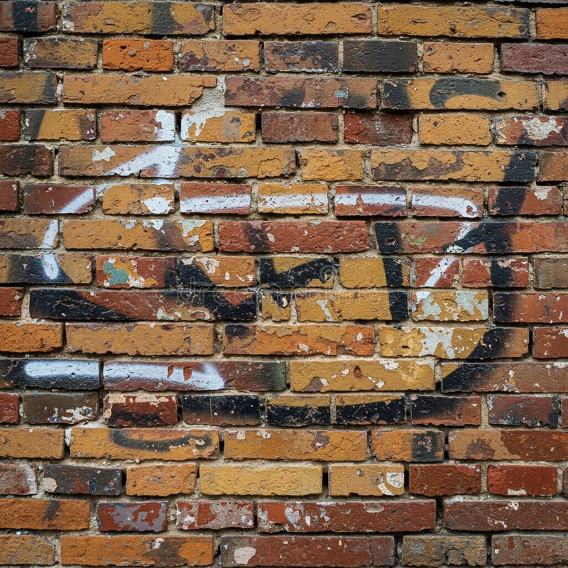 A Weathered Brick Wall Featuring Graffiti in Various Colors, Including ...