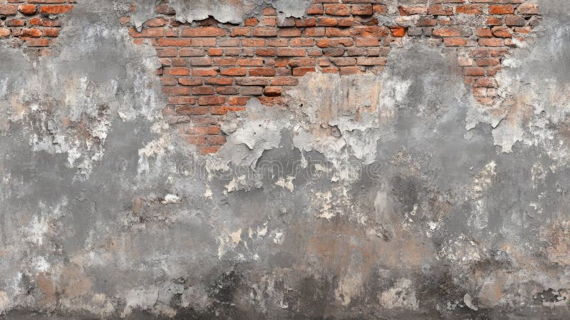 Weathered Brick Wall with Peeling Plaster Texture Stock Illustration ...