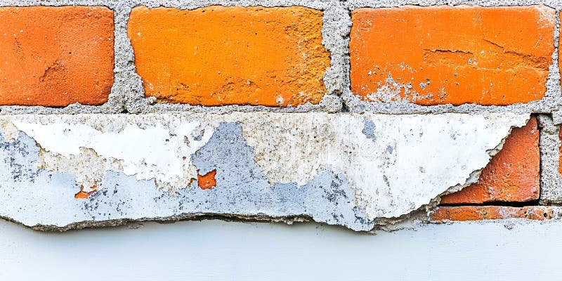Weathered Brick Wall Texture with Damaged Plaster Grunge Background ...