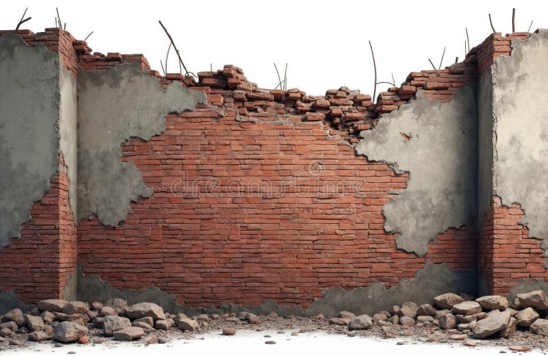 Weathered Brick Wall Texture with Exposed Concrete Sections, Rubble ...