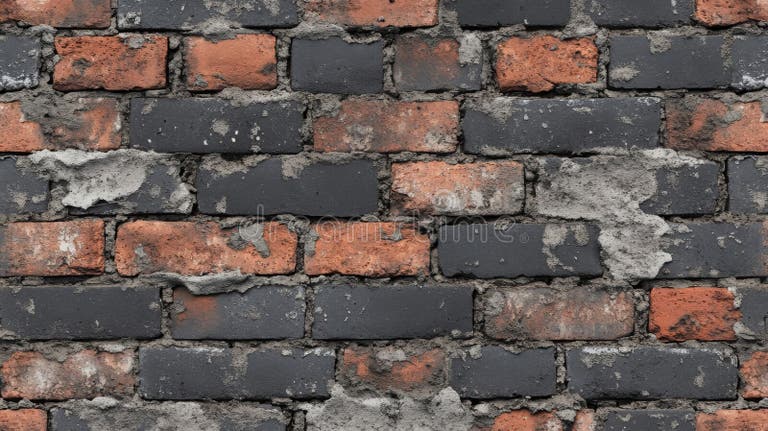 Weathered Brick Wall Texture Showing Red and Black Bricks Stock Illustration - Illustration of ...