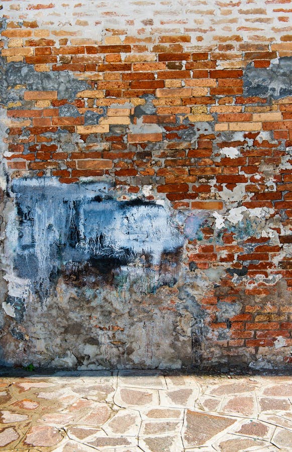 Weathered Brick Wall in Urban Environment Stock Photo - Image of facade ...