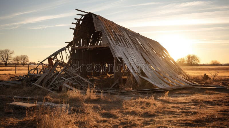 Weathered broken barn stock illustration. Illustration of ramshackle ...
