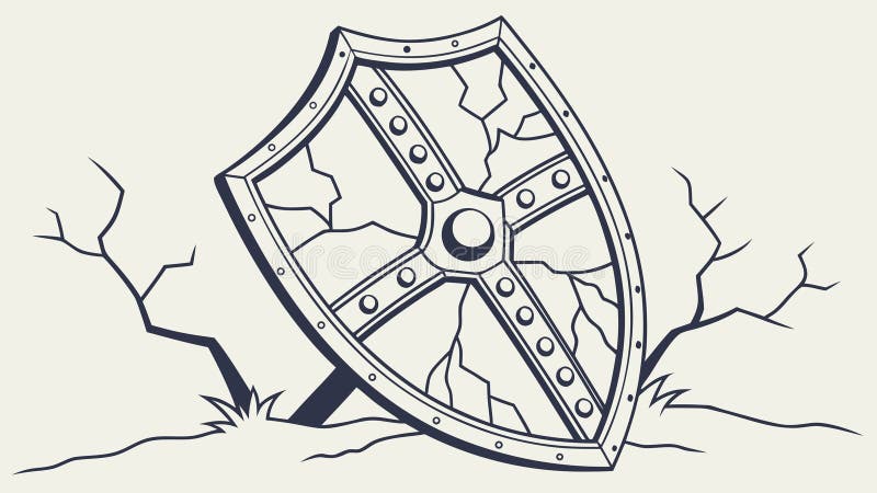 A Weathered and Broken Medieval Shield Lying on Barren Ground Vector ...