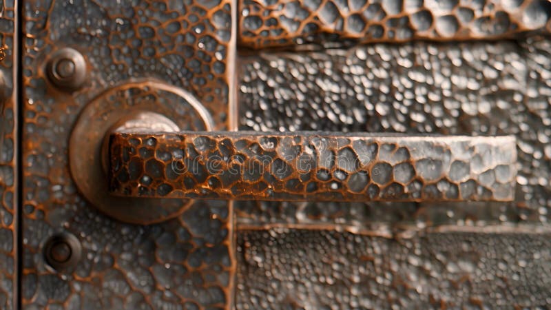 A Weathered Bronze Exterior Door Handle with a Rustic Hammered Finish ...
