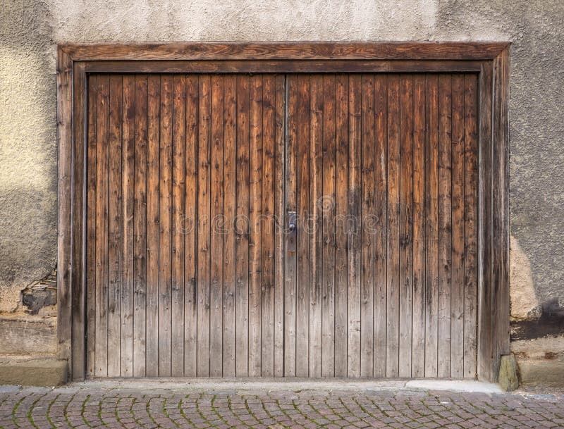Weathered Brown Garage Door Stock Photo - Image of door, grained: 49542590