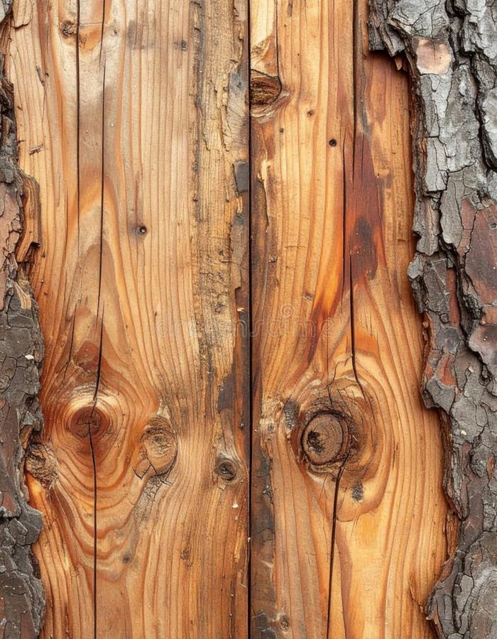 Weathered Brown Wood Texture with Tree Bark Detail Stock Illustration ...