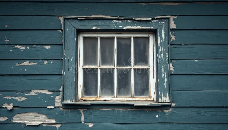 Weathered Building Facade Shows Single Window with Peeling Paint ...