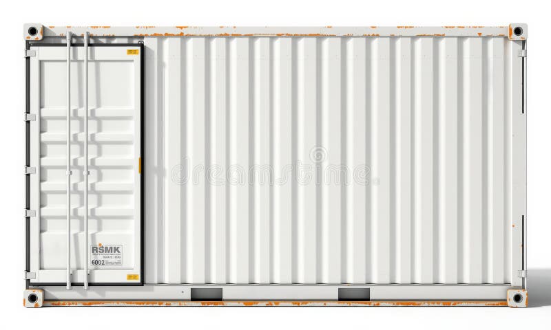 Weathered Cargo Container with White Exterior and Rust Spots ...