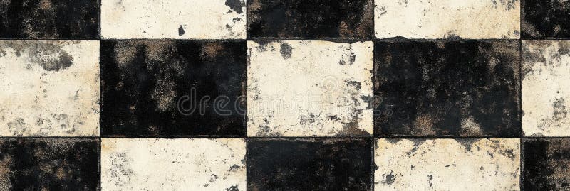 Weathered Checkerboard Pattern with Worn Black and White Tiles Textured ...
