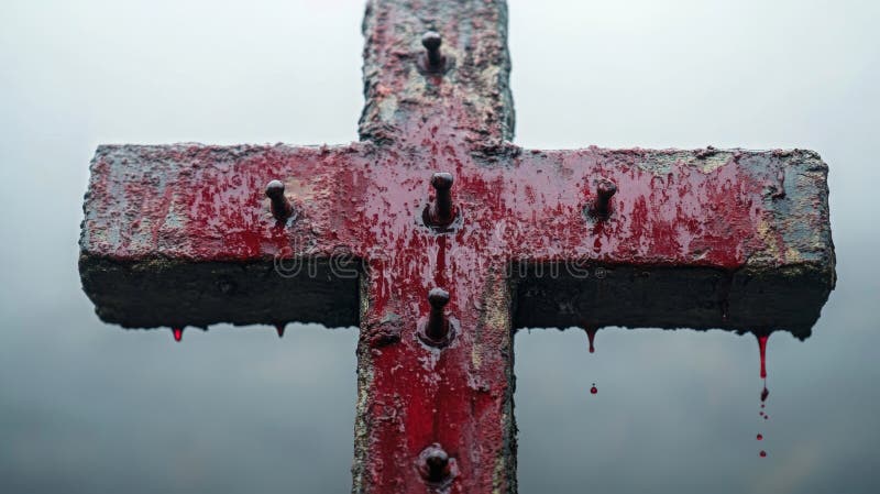 Weathered Christian Cross with Dripping Surface and Unique Texture ...